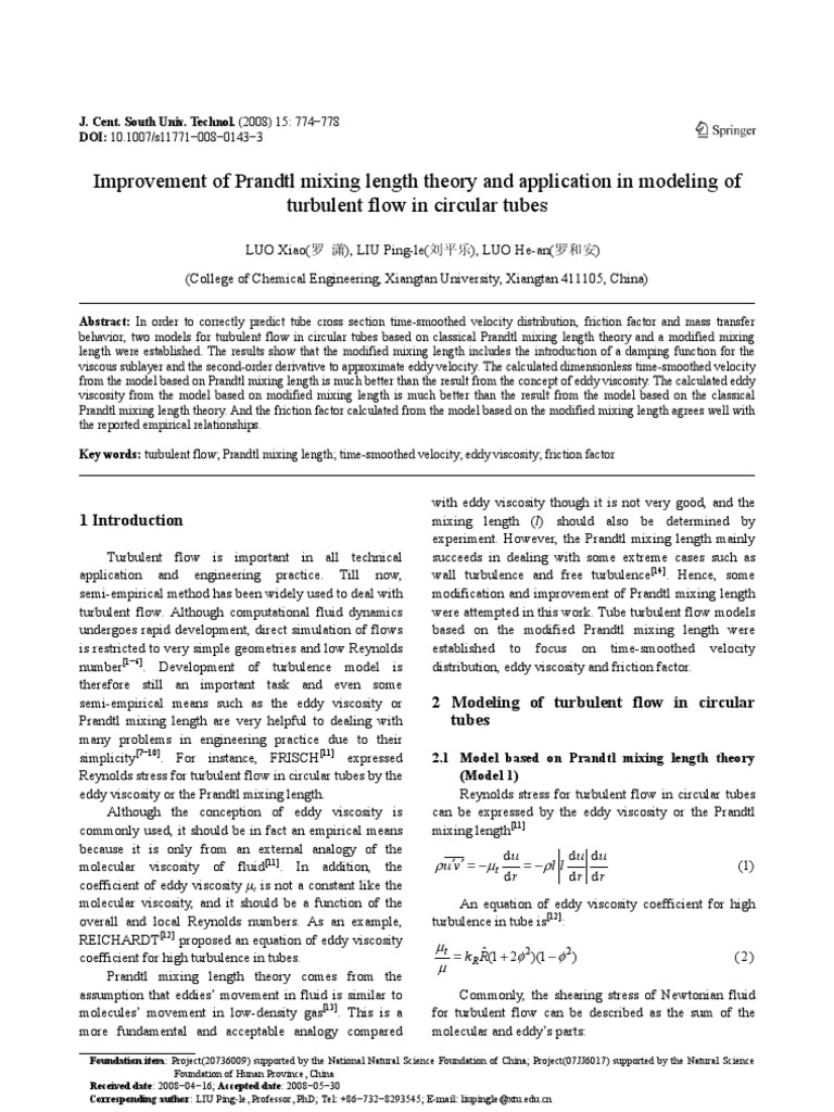 Enhanced Prandtl Mixing Length Model | PDF | Fluid Dynamics | Turbulence