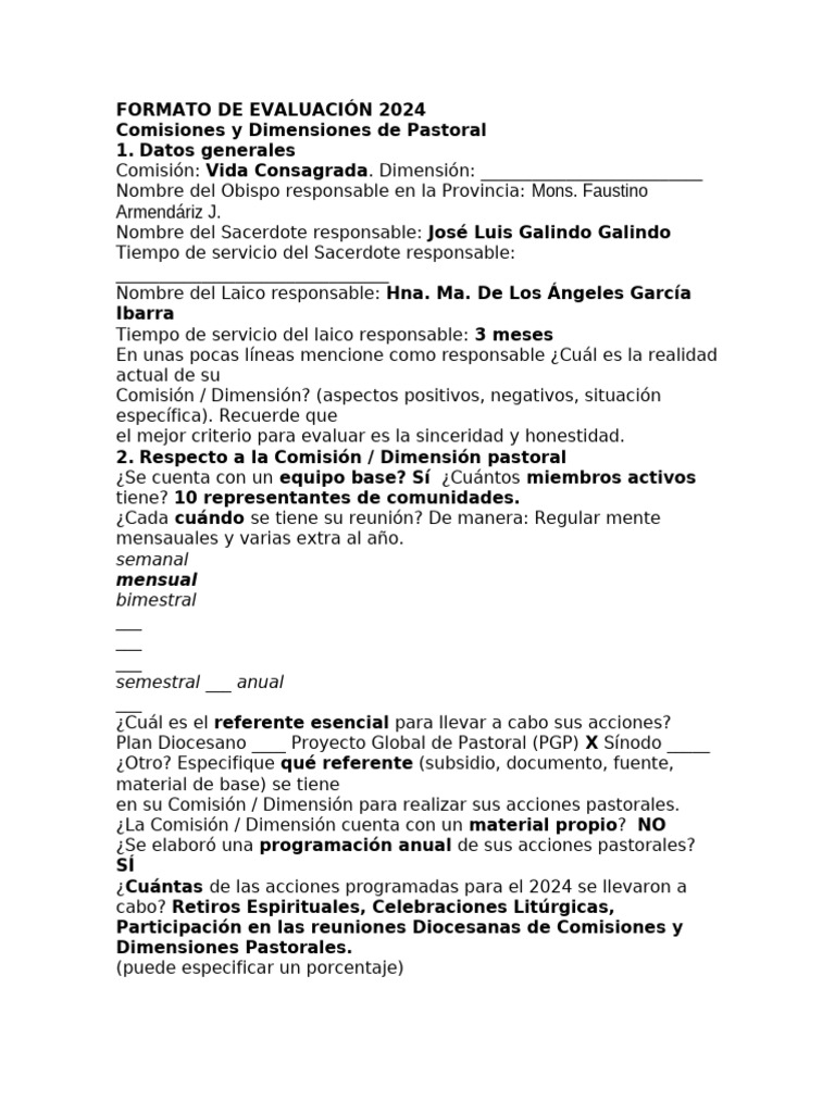 FORMATO DE EVALUACIÓN 2024 | PDF