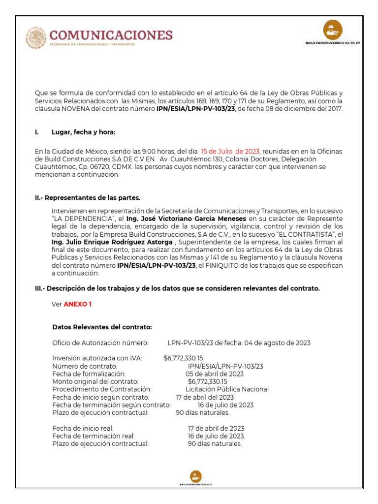 Acta Finiquito - Cima | PDF