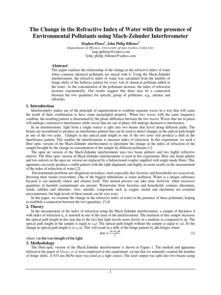 Mach Zehnder Interferometer | PDF | Interferometry | Interference (Wave Propagation)