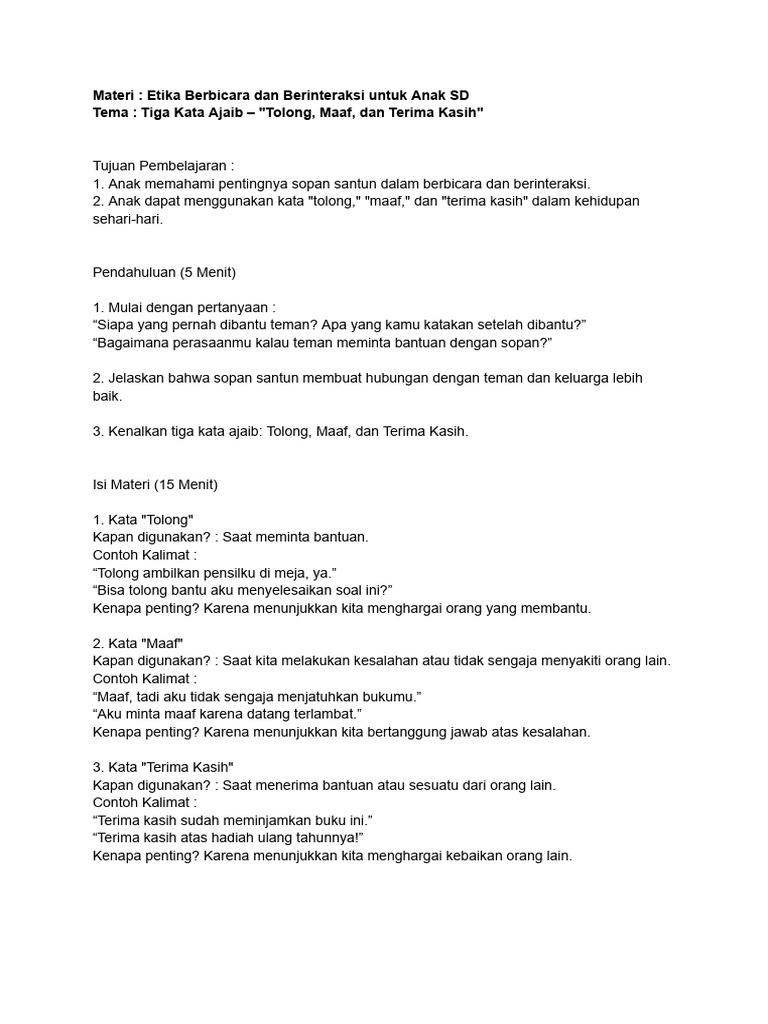 Materi Etika Berbicara Dan Berinteraksi | PDF