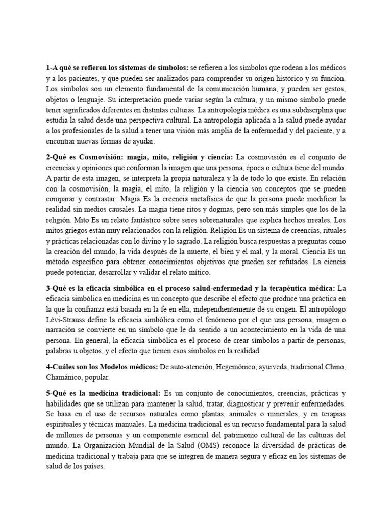 Cuestionario Antrop Aplicada en Medicina | PDF | Science | Los símbolos
