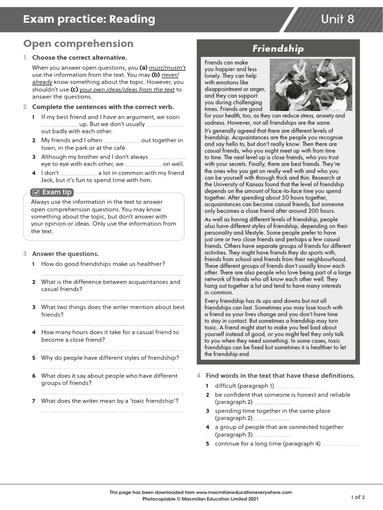 B1 U8 Exam Practice Reading | PDF | Psychology