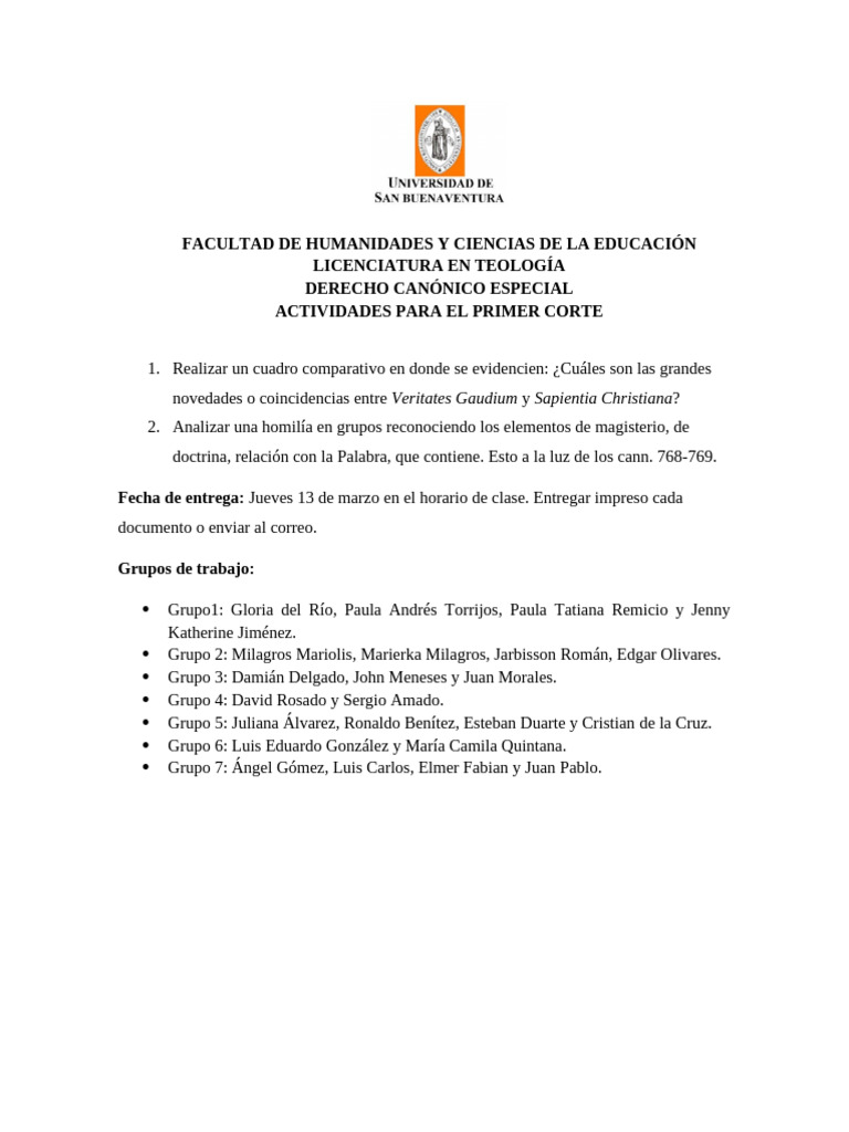 Actividades para El Primer Corte | PDF