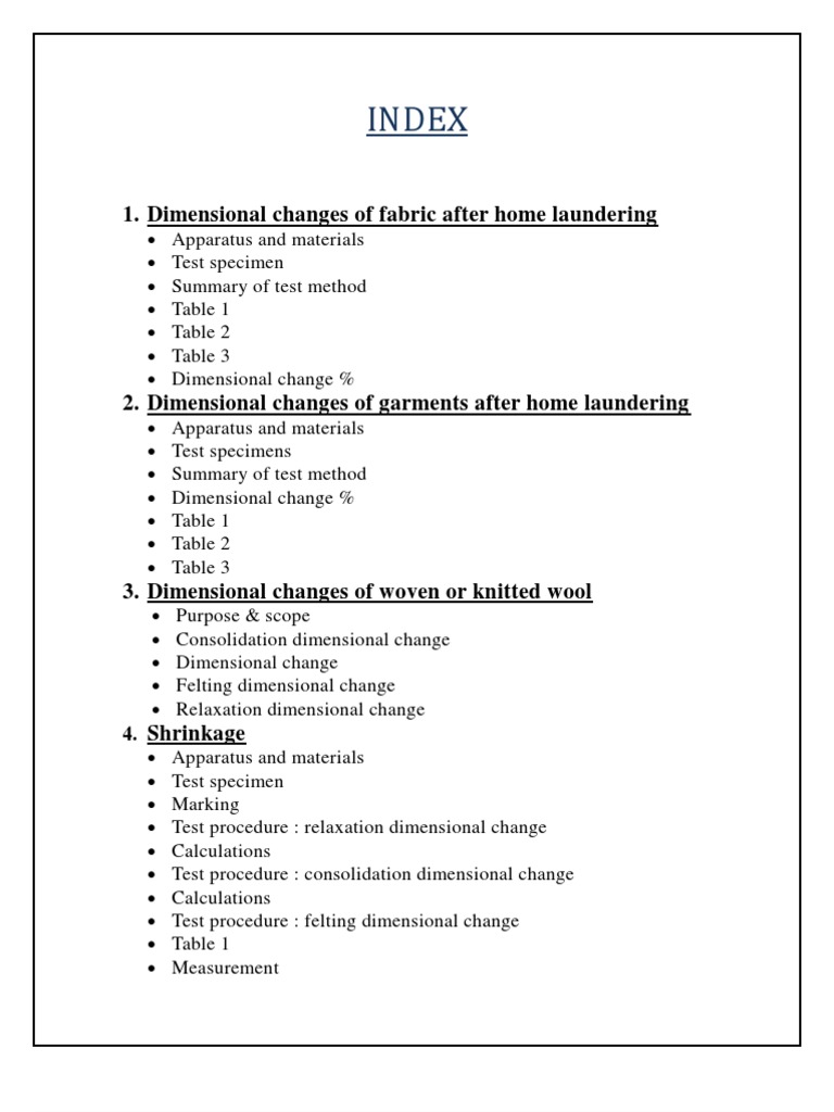 Dimensional Changes of Fabric After Home Laundering | PDF | Laundry ...