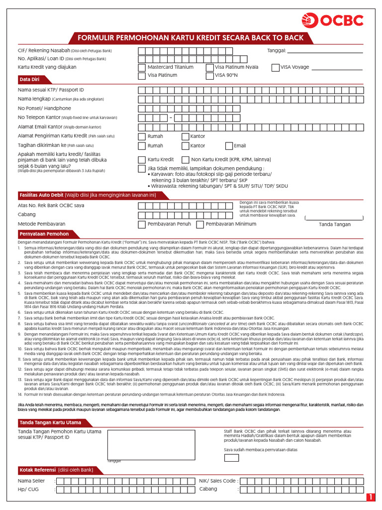 Permohonan Kartu Kredit OCBC | PDF