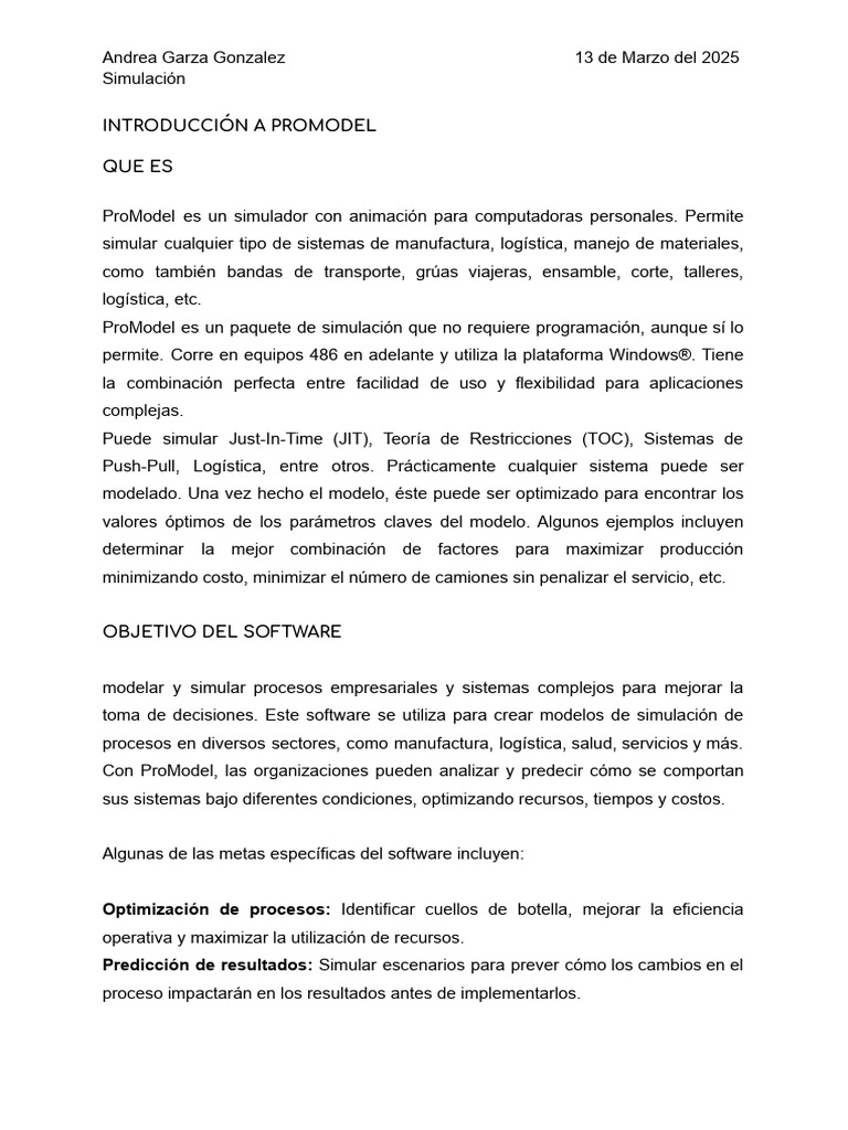 Introduccion A Promodel | PDF | Simulación | Hora