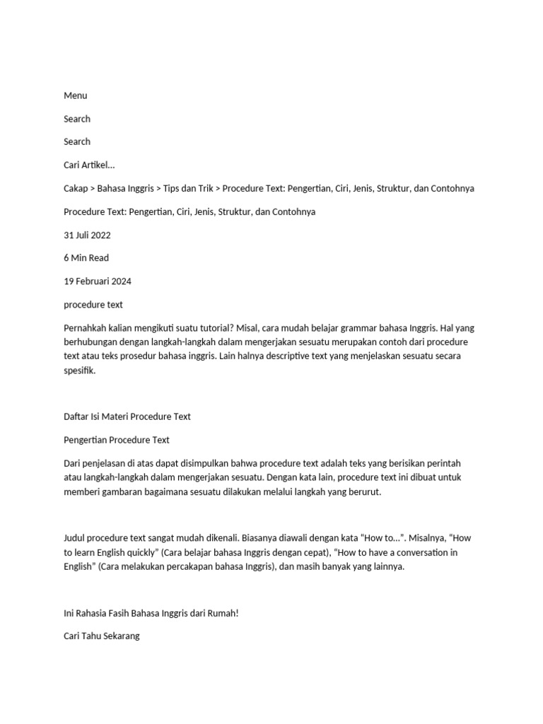 Panduan Lengkap Procedure Text | PDF