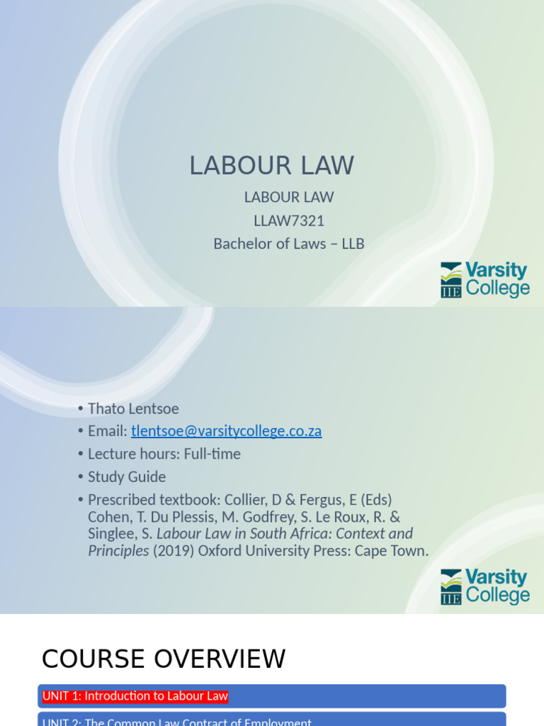 Labour Law Overview and Framework | PDF | Labour Law | Employment