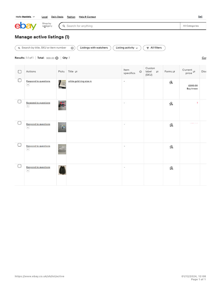 Manage Active Listings - Ebay Seller Hub | PDF | E Bay