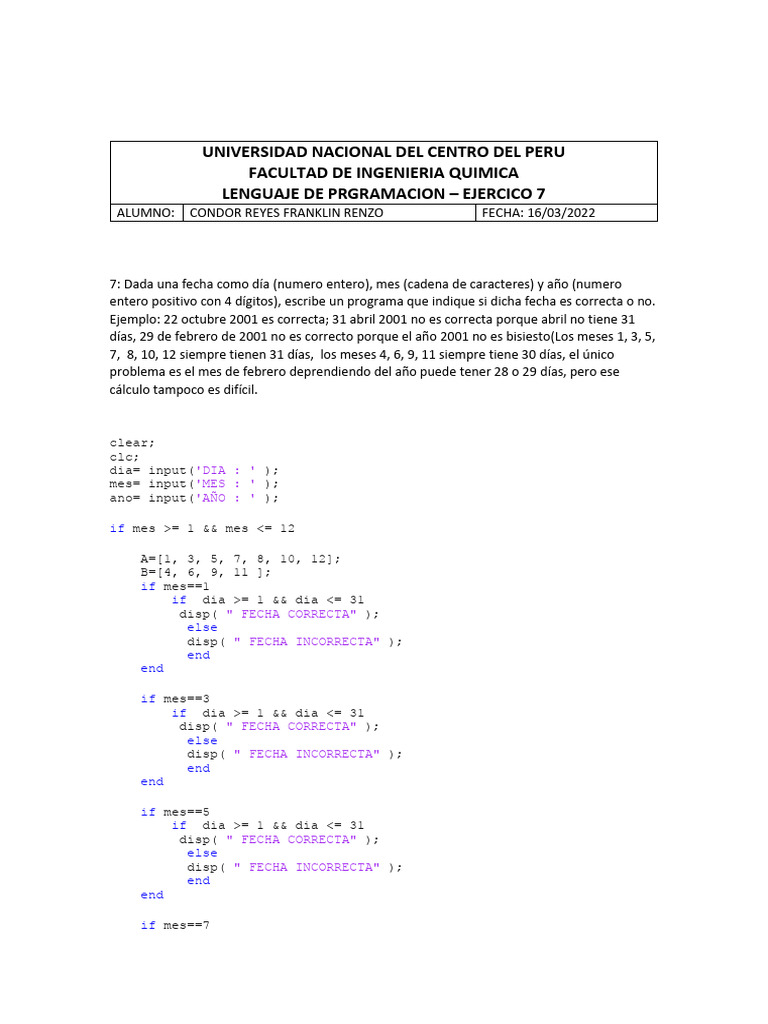 LP - EJERCICIO 7 | PDF | Programación de computadoras | Ciencias de la Computación