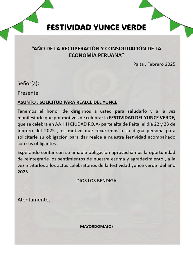 FESTIVIDAD YUNCE VERDE - Narcy | PDF