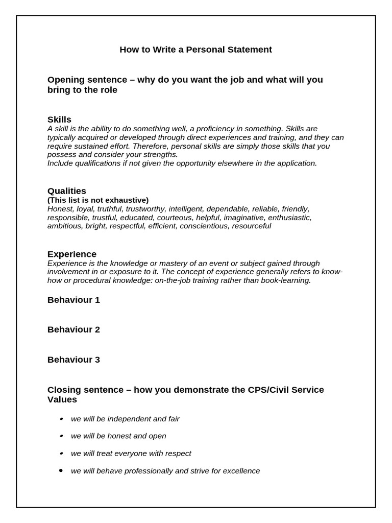 How To Write A Personal Statement | PDF