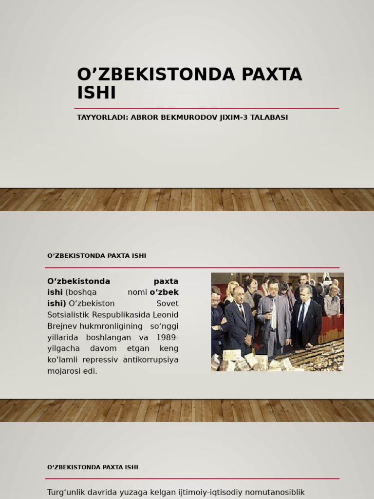 O'zbekistonda Paxta Ishi | PDF