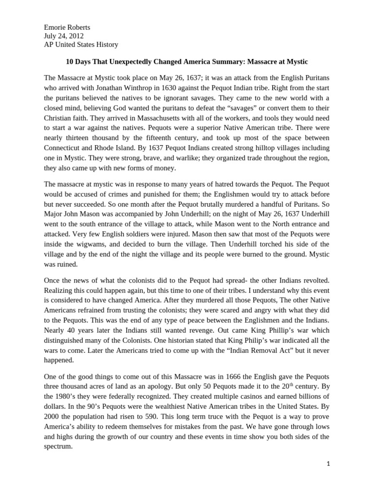 10 Days That Unexpectedly Changed America Summaries 2 | PDF