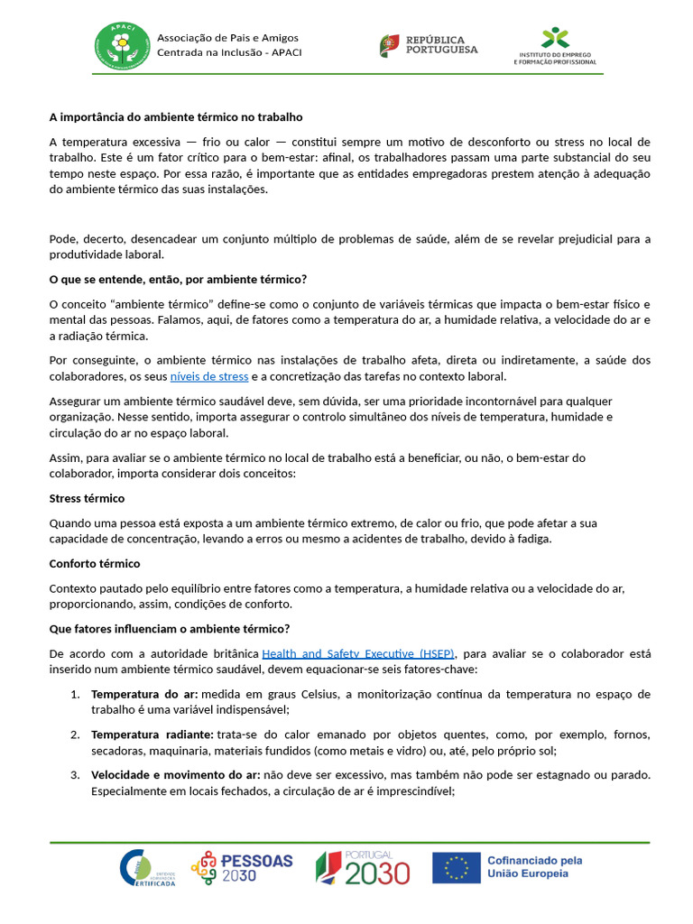 Ambiente Térmico e Bem-Estar no Trabalho | PDF | Calor | Temperatura