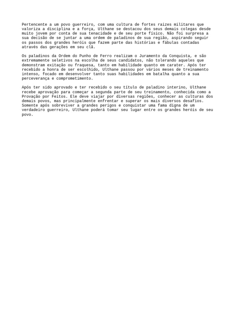 Ulthane: A Jornada do Paladino Guerreiro | PDF