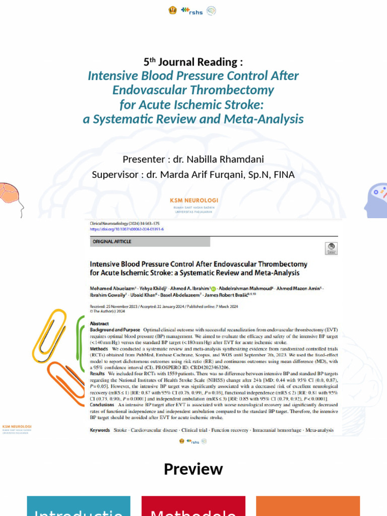 Intensive Blood Pressure Control After EVT | PDF | Systematic Review | Interventional Radiology