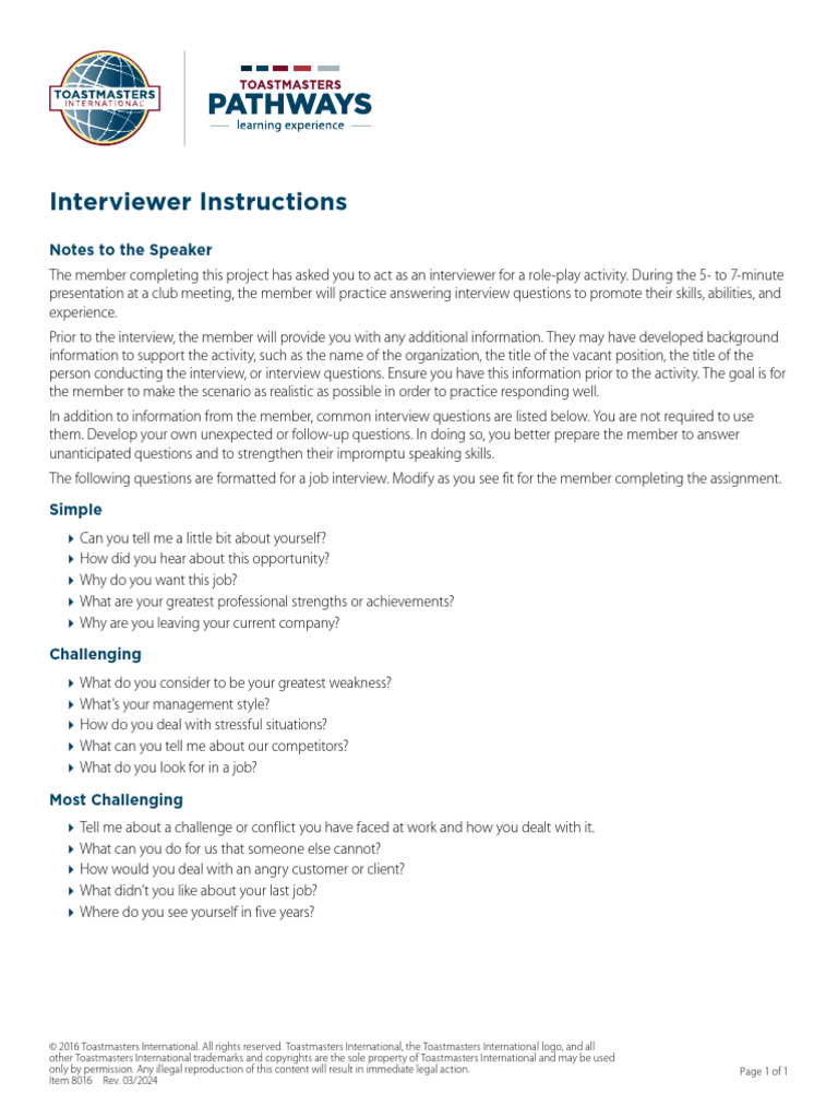 Interviewer Instructions | PDF