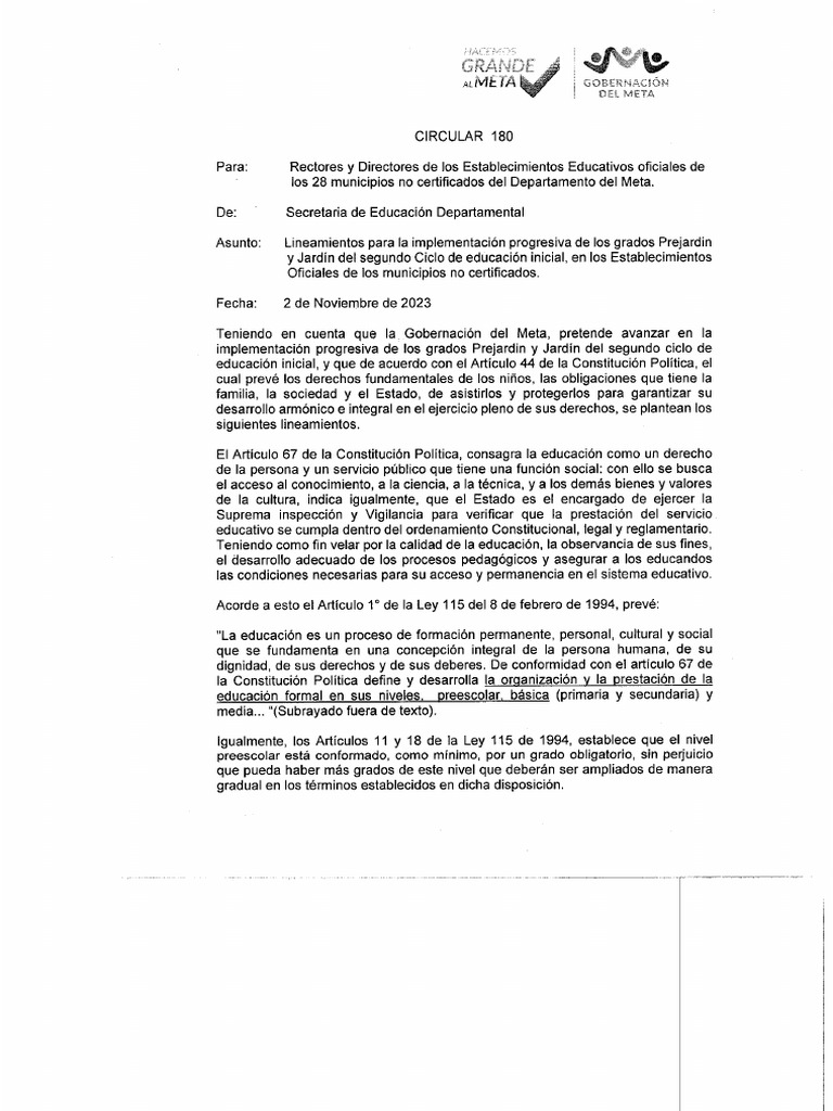 CIRCULAR No 180 de 2023 | PDF