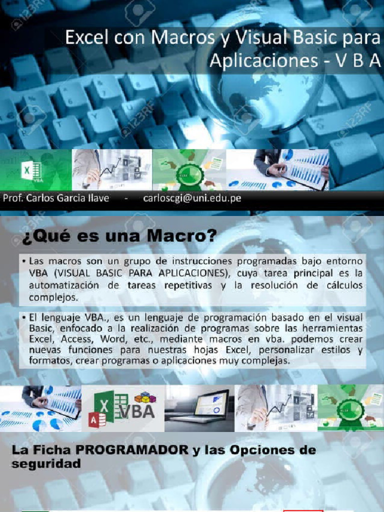 01-excel-con-macros-y-visual-basic-para-aplicacionespptx | PDF