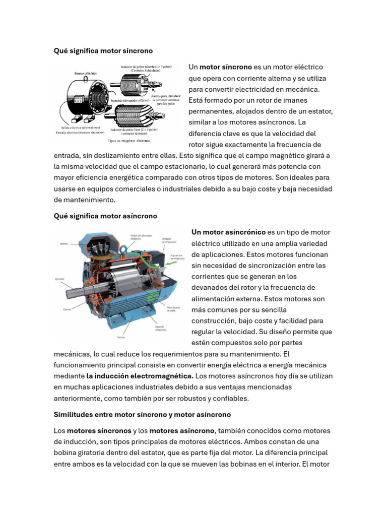 Qué Significa Motor Sincrono | PDF | Motor eléctrico | Motores