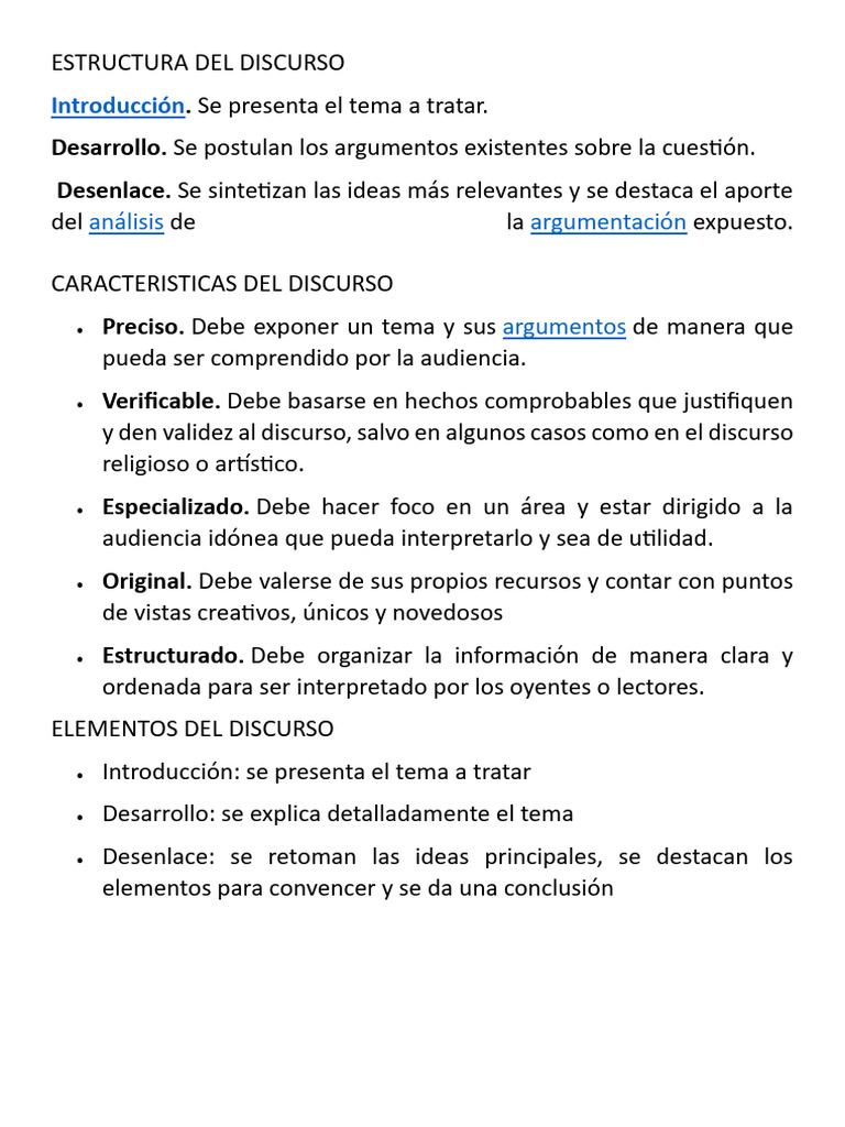 ESTRUCTURA DEL DISCURSO | PDF