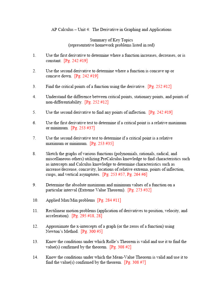 Unit 4: Derivatives and Applications | PDF | Derivative | Calculus