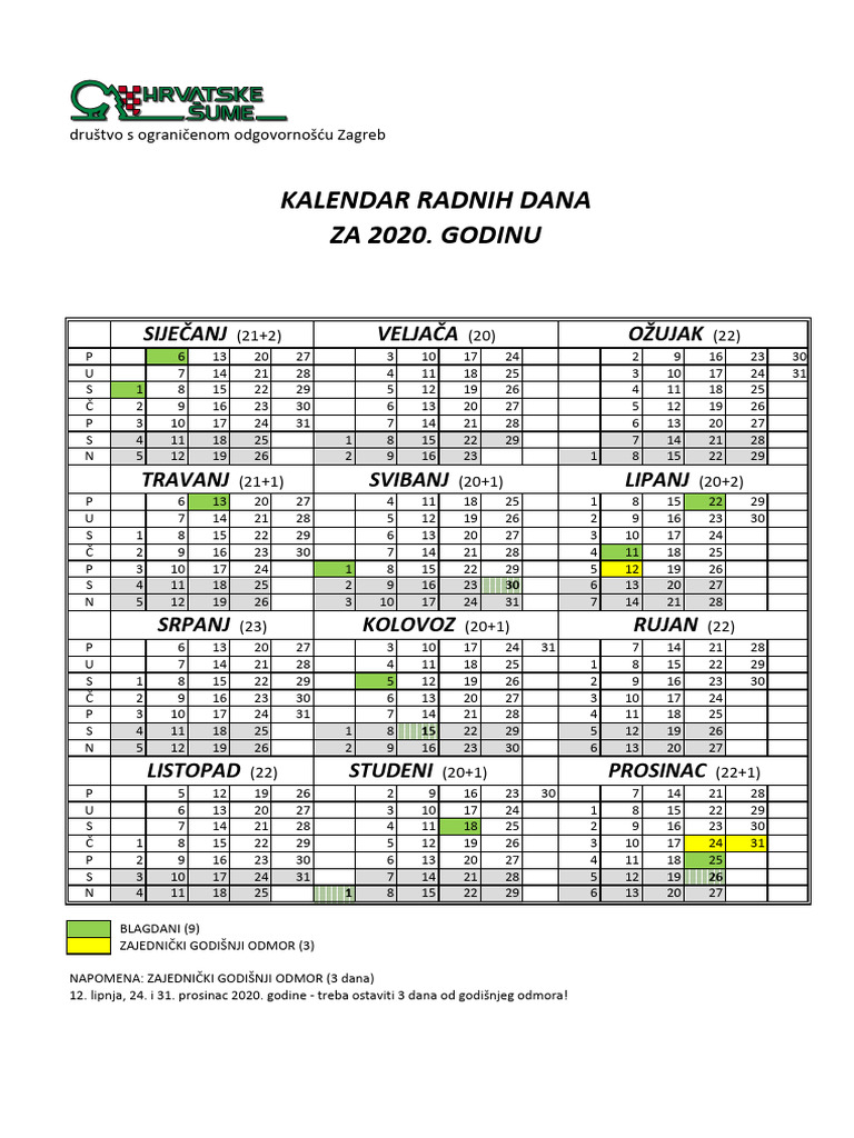 Kalendar 2020 | PDF