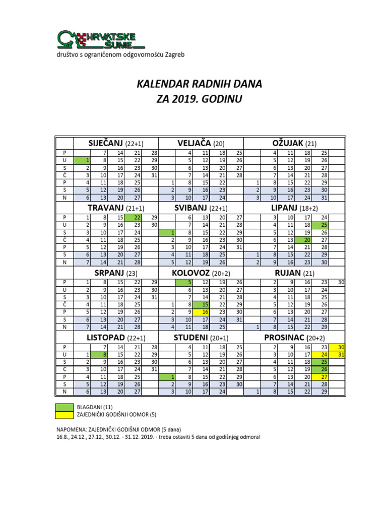 Kalendar 2019 | PDF