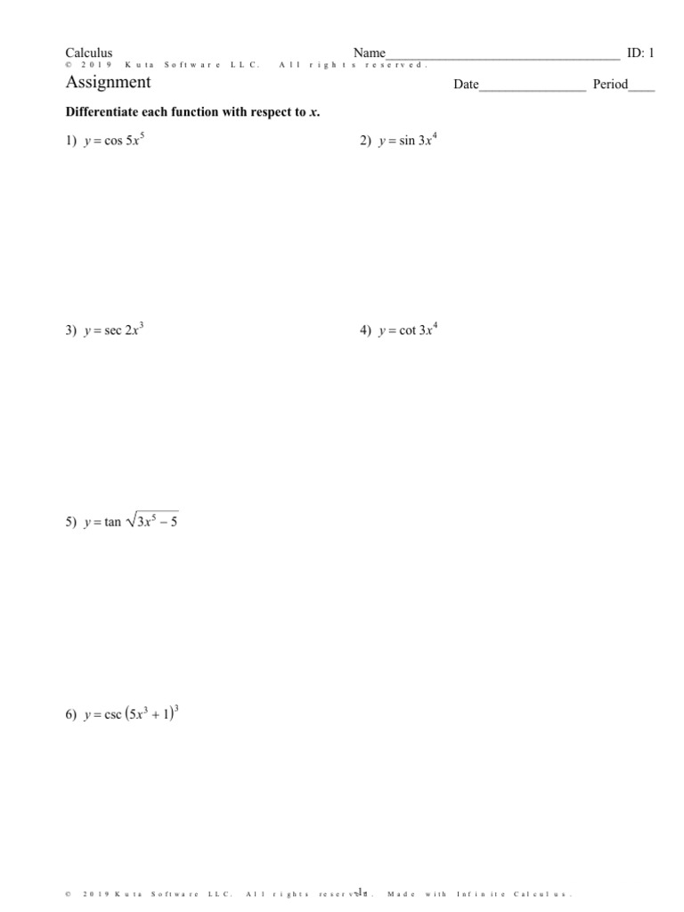 Calculus Differentiation Worksheet | PDF | Calculus | Mathematical Analysis