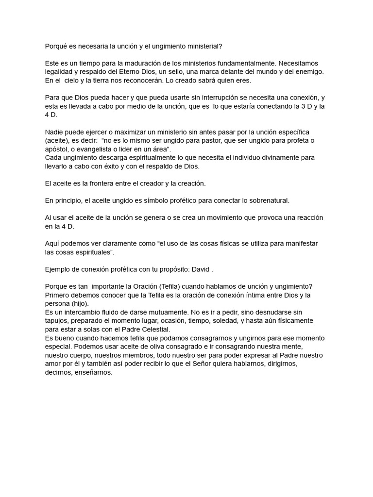 Importancia del Ungimiento Ministerial | PDF
