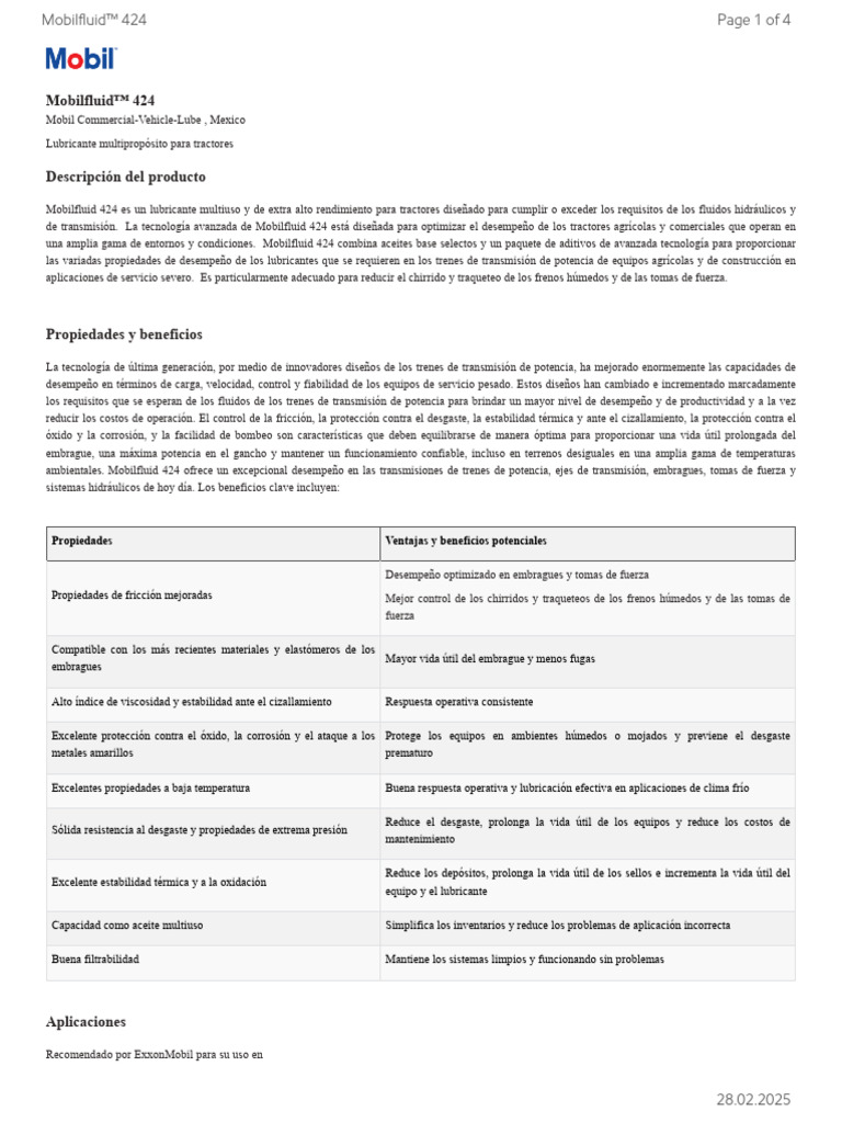 GL XX Mobilfluid 424 | PDF | Lubricante | Embrague