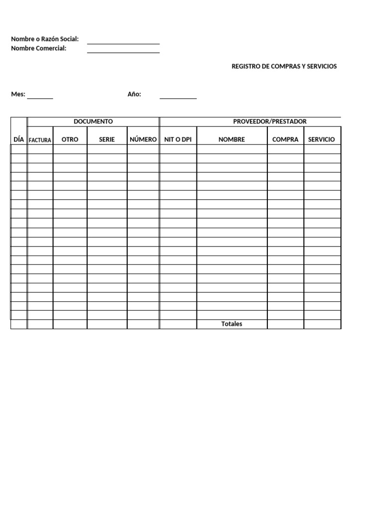 Planilla Compras y Servicios | PDF
