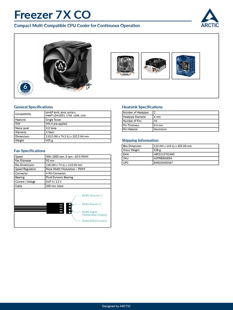 Spec Sheet Freezer 7X CO EN | PDF | Computer Hardware | X86 Architecture