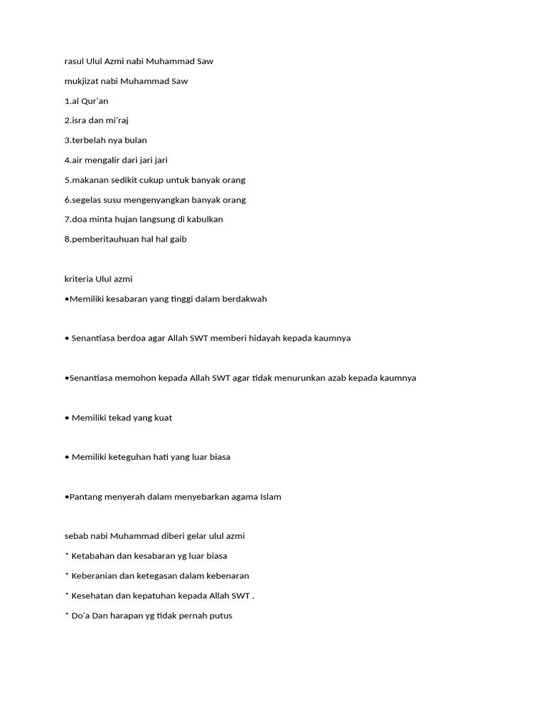 Ulul Azmi Rasulullah Muhammad Saw | PDF