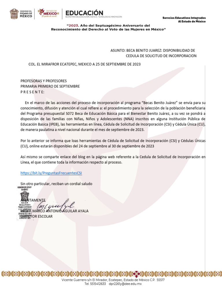 Oficio Beca Pdf