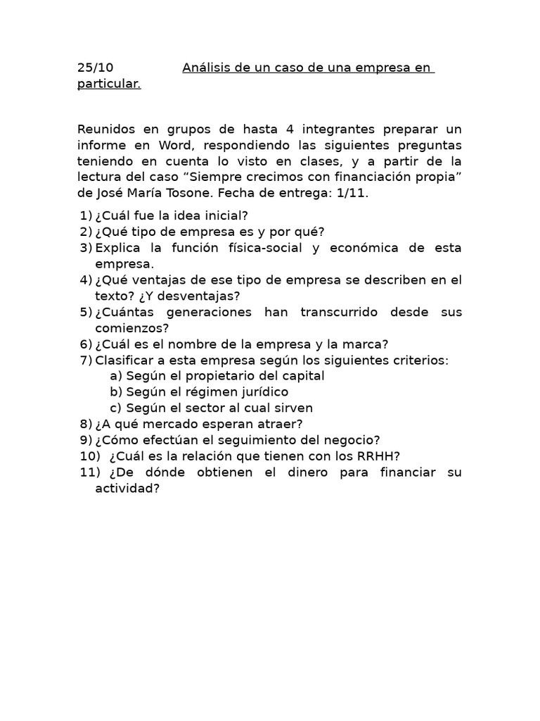 Análisis de Empresa: Caso Tosone | PDF
