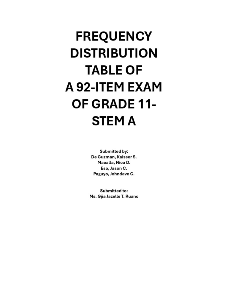Frequency Distribution Table Pdf
