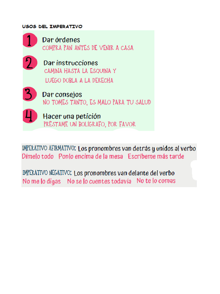 Explic - TABLA DEL - Imperativo Afirmativo y Negativo | PDF