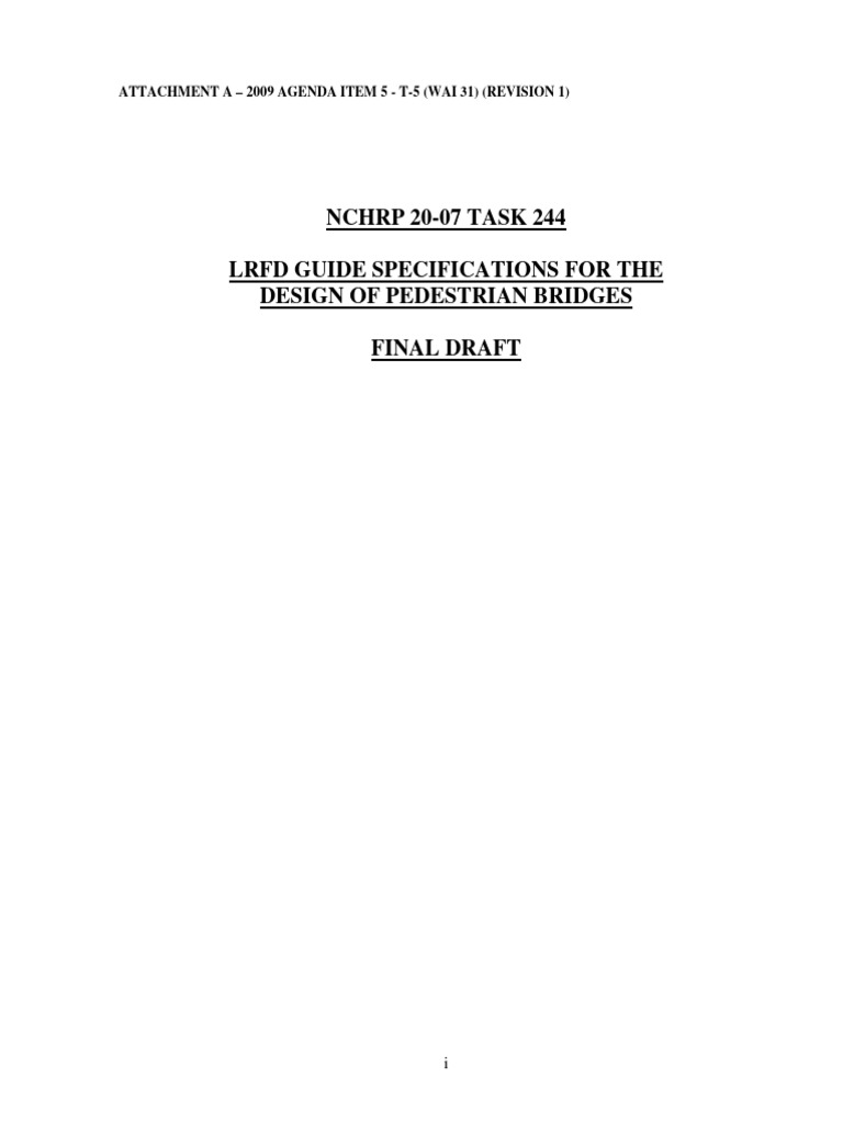 AASHTO LRFD Guide Specifications For The Design of Pedestrian Bridges ...