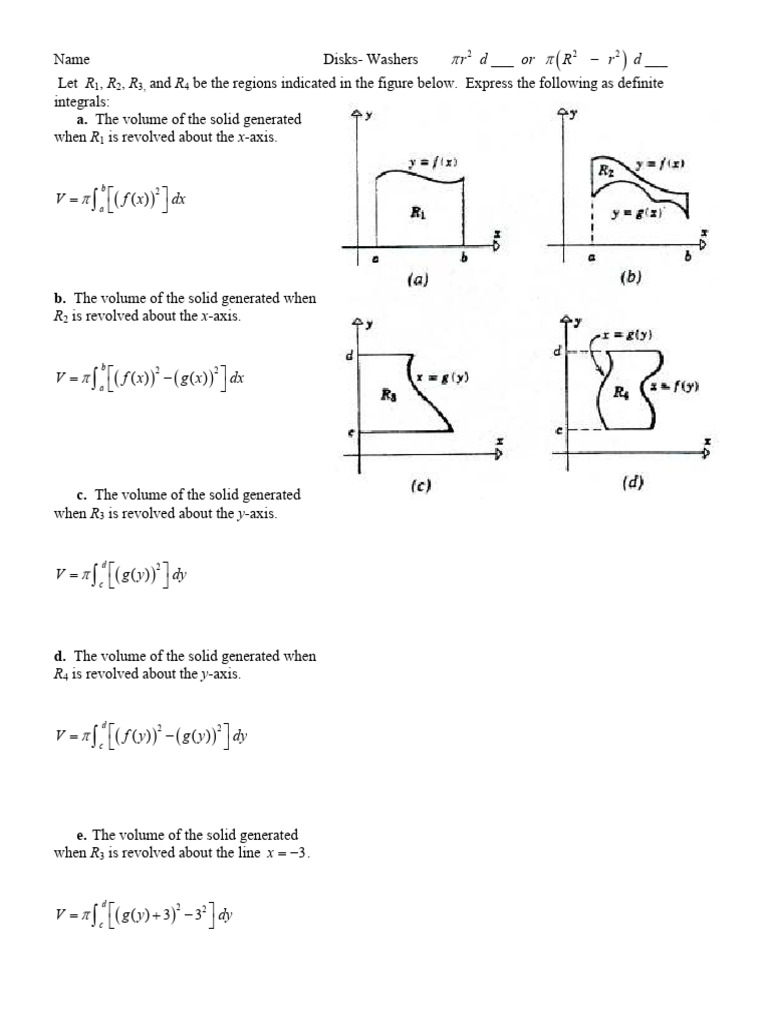 Calc - Sec 6-2 - Disks and Washers - Notational Review Worksheet ...