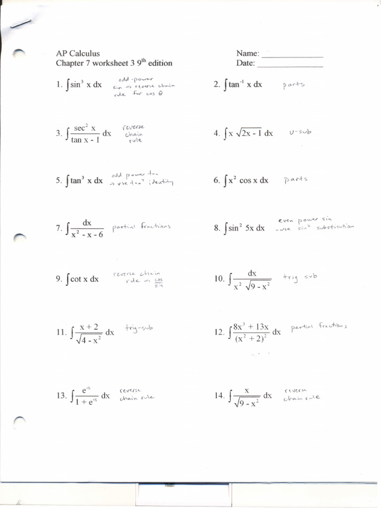 Section 7-1 To 7-5 Review Worksheet #3 Solutions | PDF