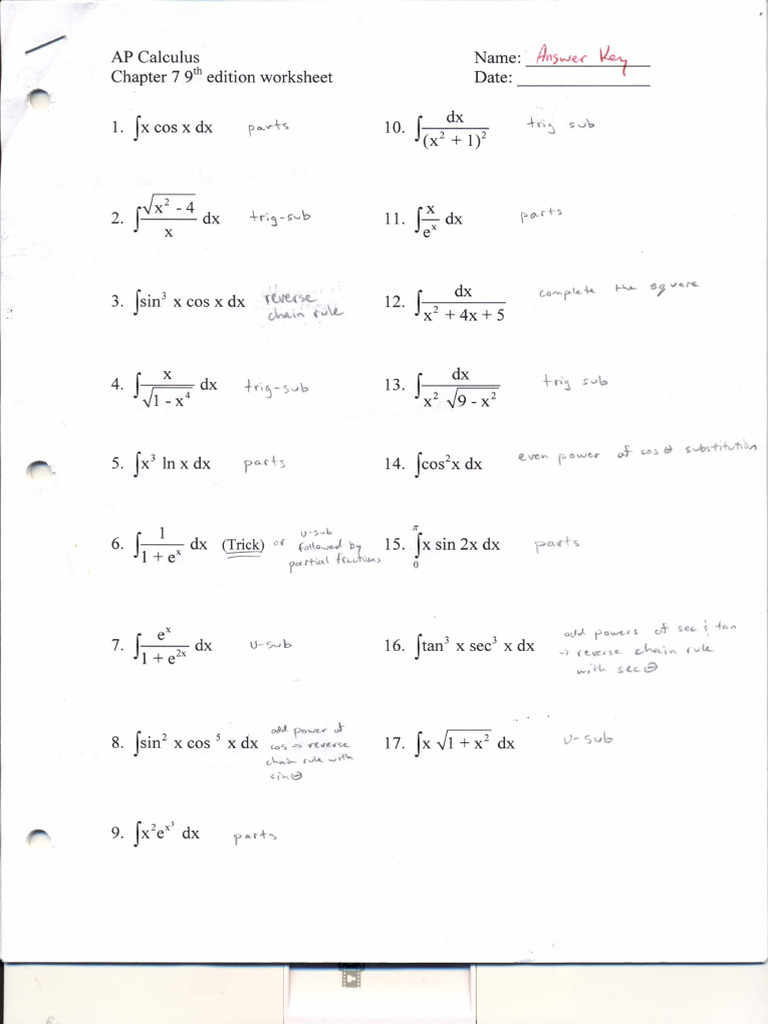 Section 7-1 To 7-5 Review Worksheet #1 Solutions | PDF