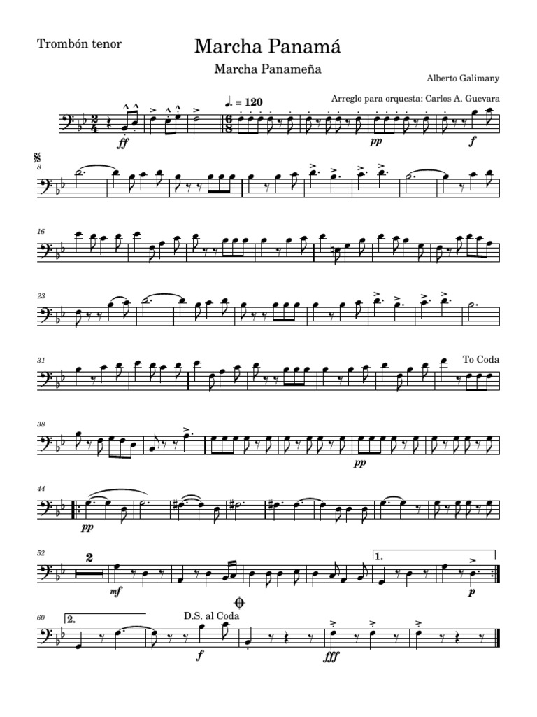 Marcha - Panama Alberto - Galimany Trombón - Tenor | PDF