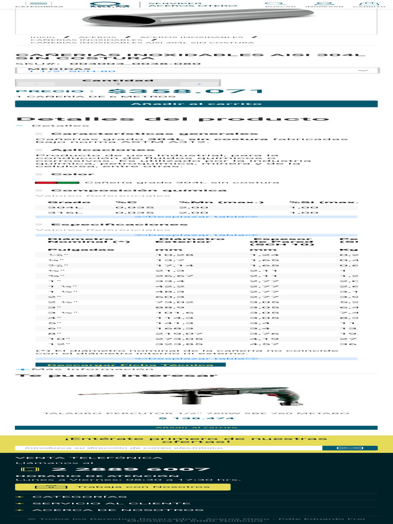 Cañerias Inoxidables Aisi 304L Sin Costura | PDF