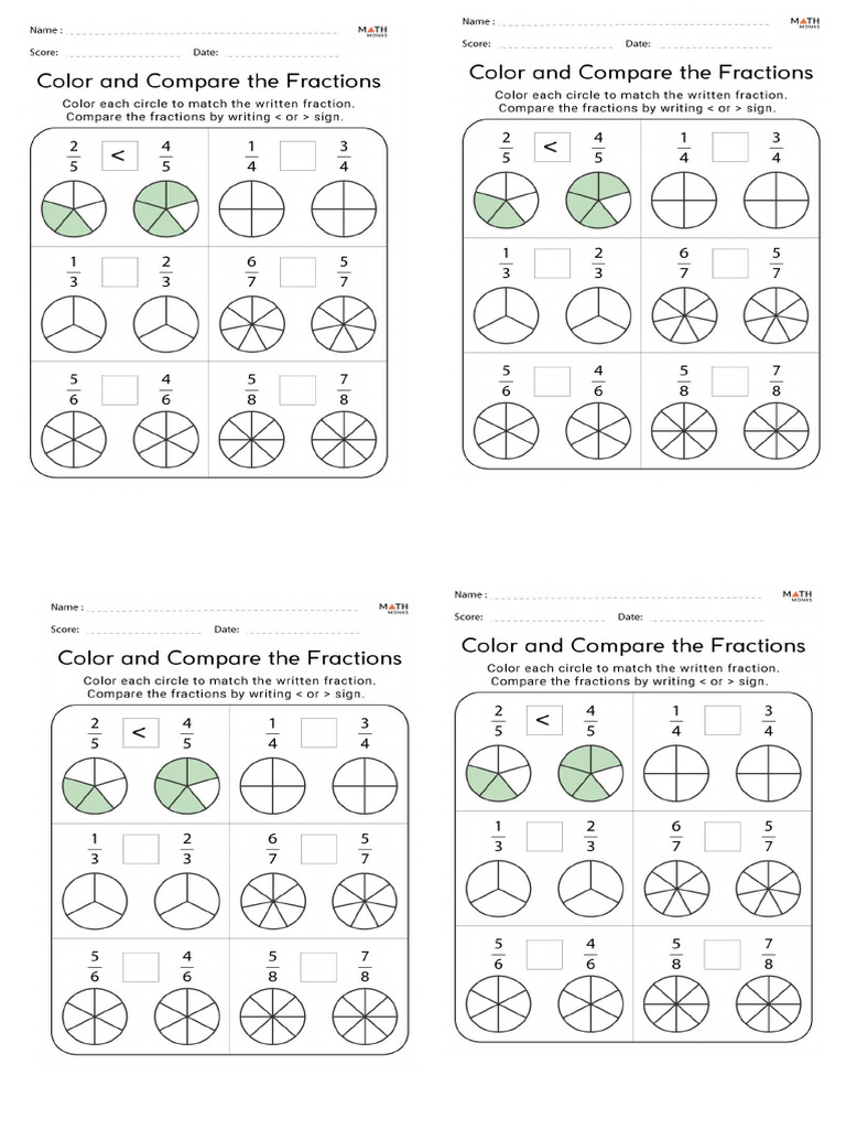 Worksheet-Comparing Fraction-4 In1 | PDF