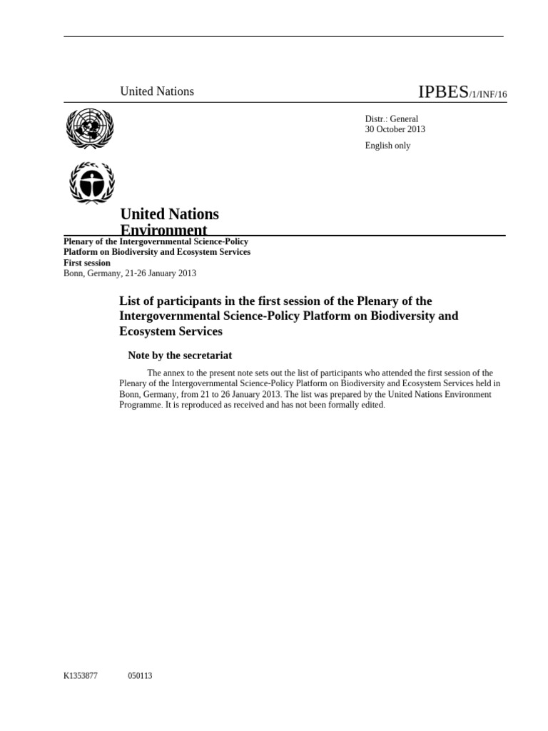 ipbes_1_inf_16 | PDF | Belgium | Environmental Protection