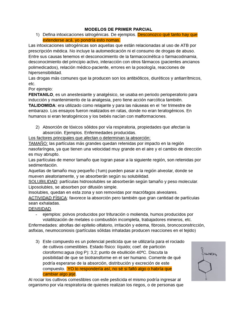 Modelos de Primer Parcial | PDF | Toxicidad | Arsénico