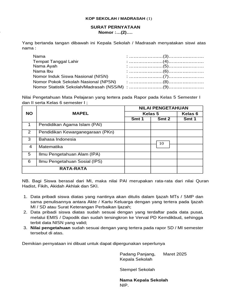 Form Rapor PPDB 2025 | PDF